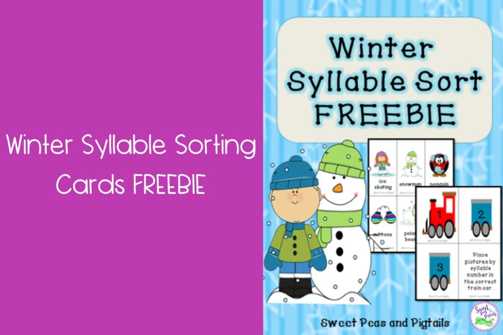 Winter Syllable Sorting Cards FREEBIE - Sweet Peas and Pigtails