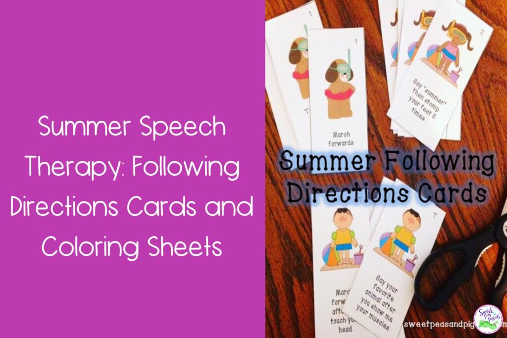 Summer Speech Therapy: Following Directions Cards and Coloring Sheets ...