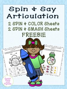 Spin & Say Articulation: Freebie - Sweet Peas and Pigtails