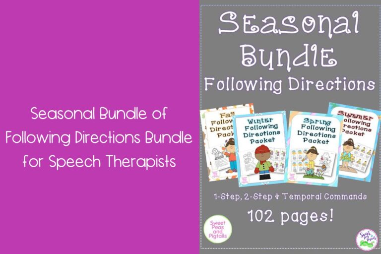 Seasonal Bundle of Following Directions Bundle for Speech Therapists ...