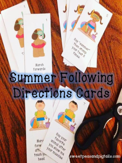 Summer Speech Therapy: Following Directions Cards and Coloring Sheets ...
