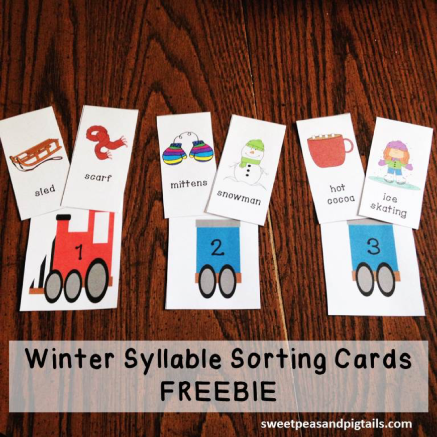 Winter Syllable Sorting Cards FREEBIE - Sweet Peas and Pigtails